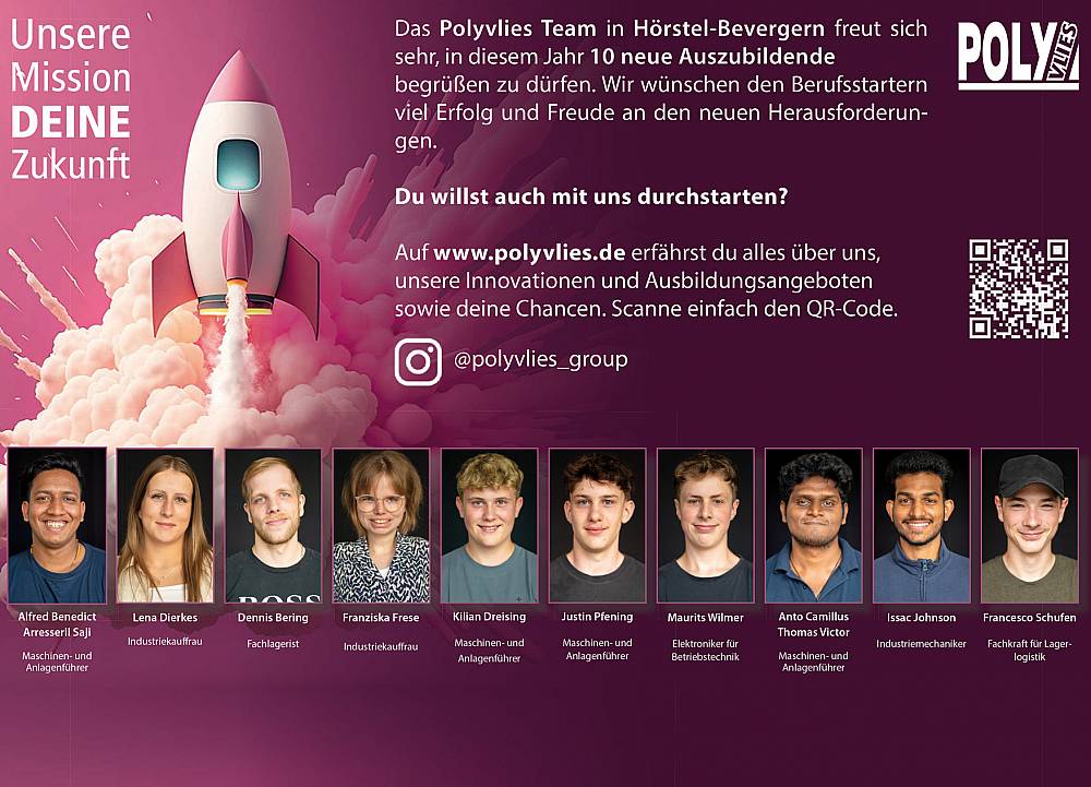 Azubi-Start am 1. August 2024 bei Polyvlies! : Über uns : Wir : Polyvlies